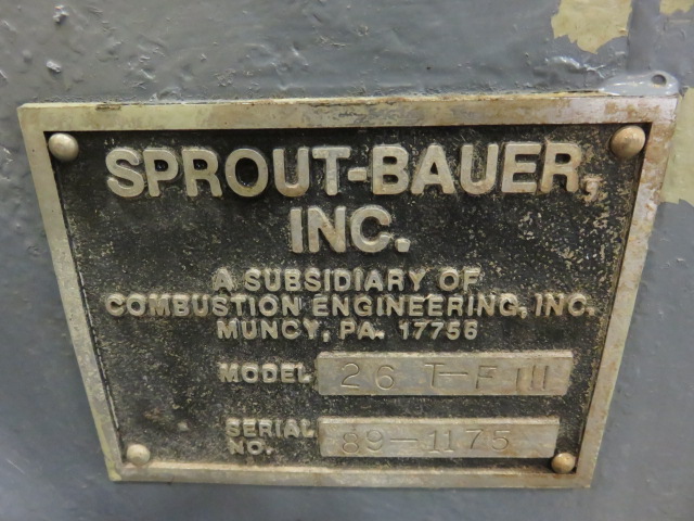 SPROUT BAUER MODLE TF 26INCH REFINER FOR SALE, 26" SINGLE DISC